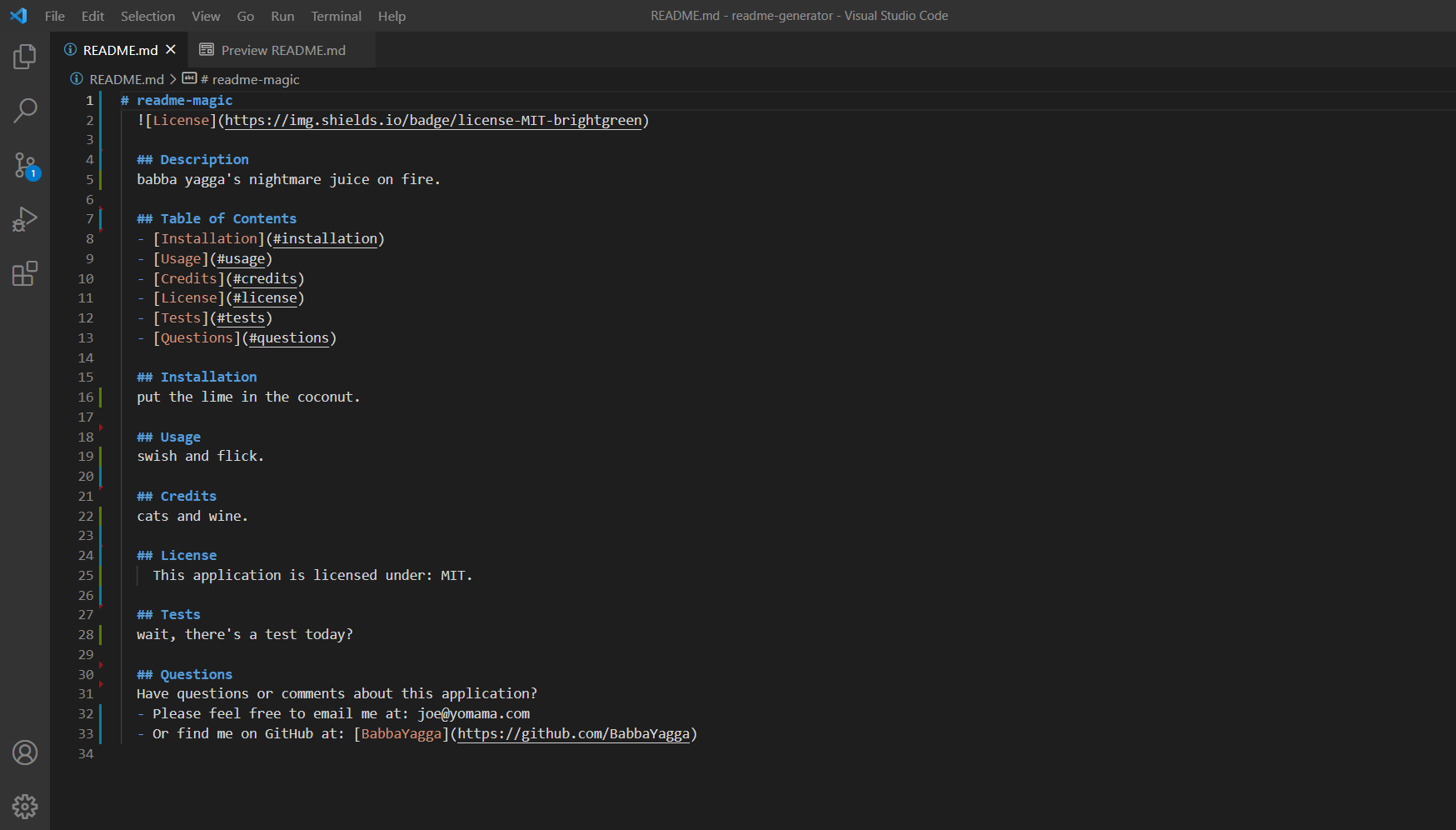 GitHub - RevyWatson/readme-generator: This application was designed to allow the user to ...