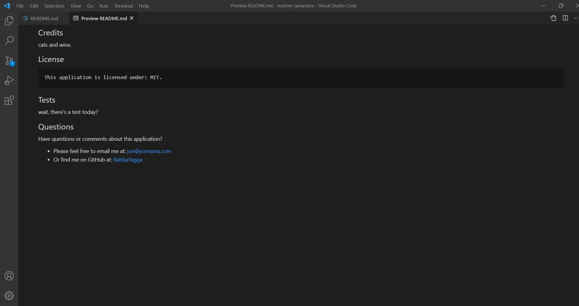 GitHub - RevyWatson/readme-generator: This application was designed to allow the user to ...