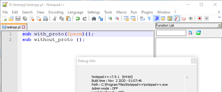 Perl Function List Empty · Issue 9285 · Notepad Plus Plusnotepad Plus 6363