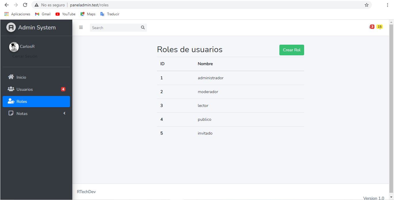 GitHub - CarlosRTechDev/Laravel7-PanelAdmin: Panel de administración de Usuarios, Roles, Notas y ...