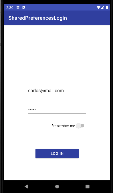 GitHub - CarlosRTechDev/SharedPreferences: Android app: Example of SharedPreferences using a login