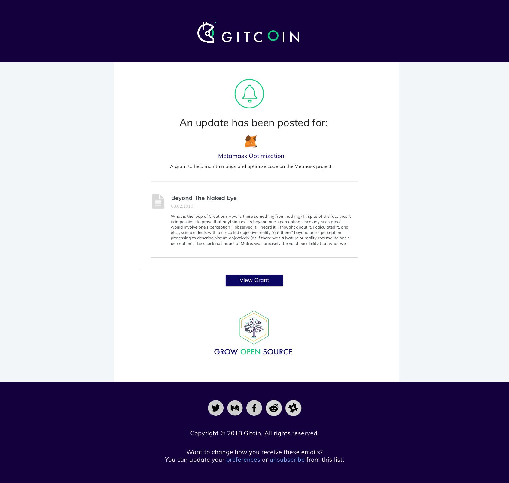 Create Design - "Update Notification" Email · Issue #2088 · gitcoinco/web · GitHub