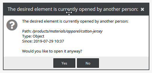 Warning That Entity Is Currently Opened Not Showing User Anymore