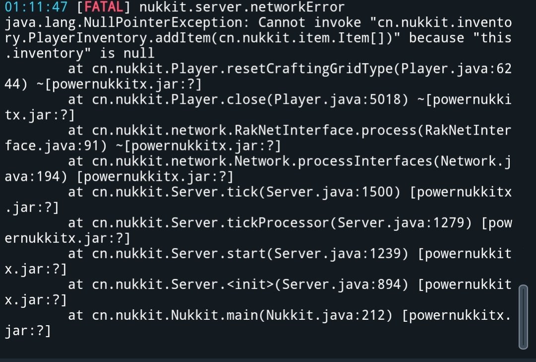 Player#kill(); causing Server crash · Issue #742 · PowerNukkitX/PowerNukkitX · GitHub