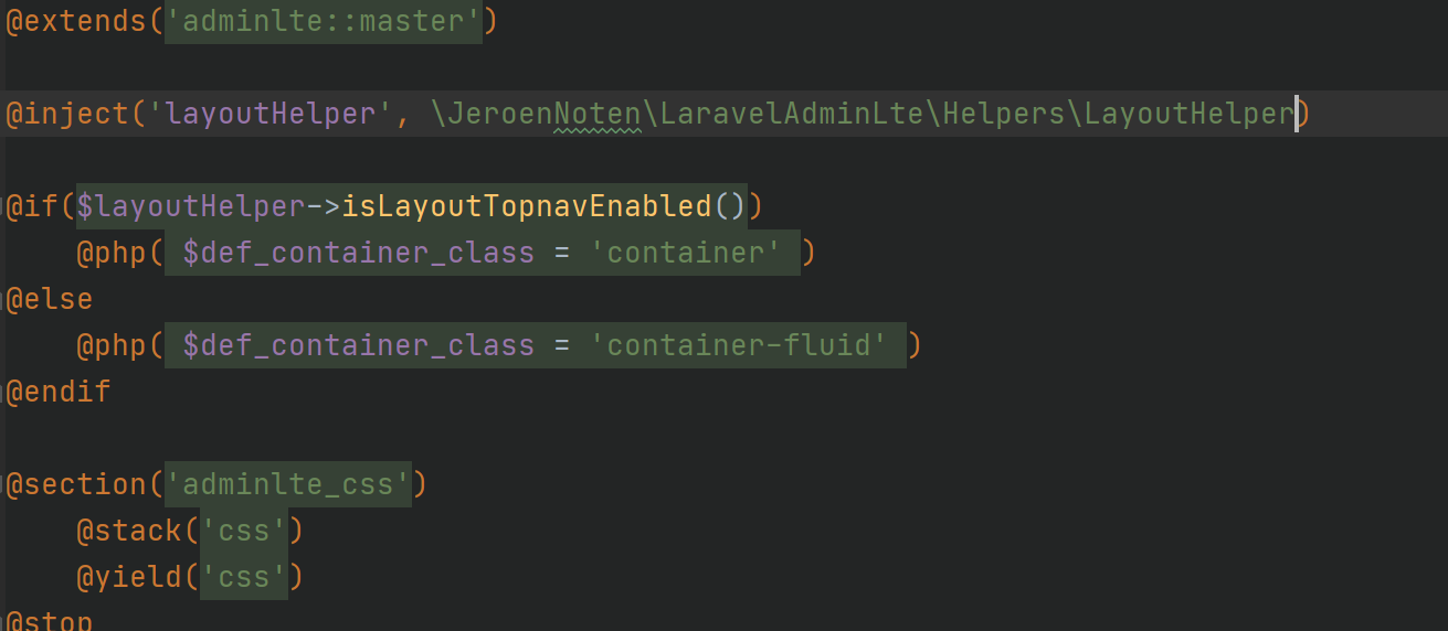 "Undefined constant 'JeroenNoten\LaravelAdminLte\Helpers\LayoutHelper' (View: C:\laragon\www ...