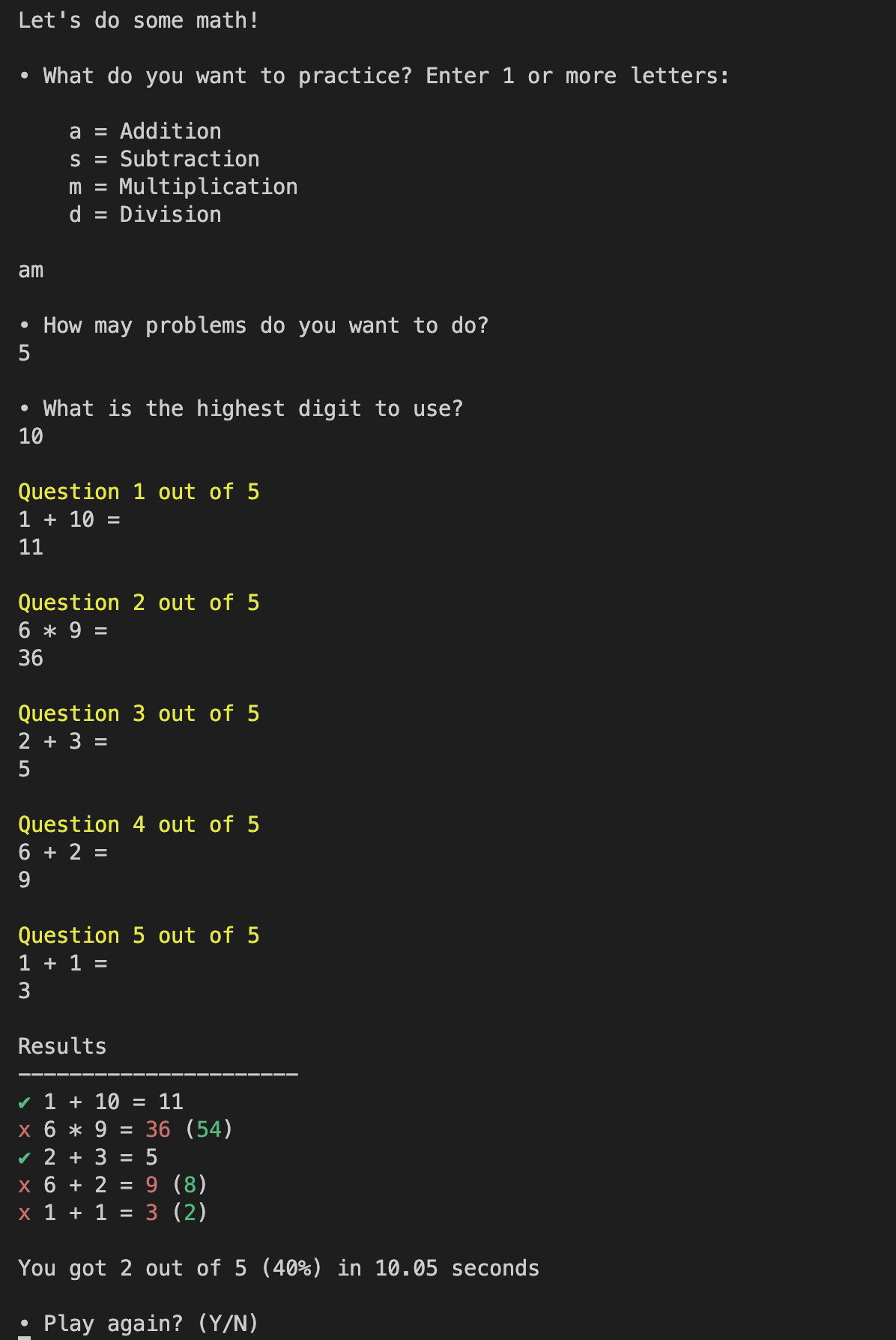 Github Byzonmath Console Command Line Game For Simple Math Practice