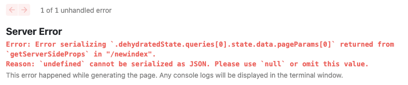 prefetchInfiniteQuery - Next.js SSR - Error serializing `.dehydratedState.queries[0].state.data ...