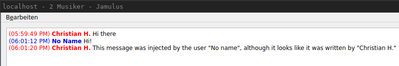 Chat allows impersonation · Issue #890 · jamulussoftware/jamulus · GitHub
