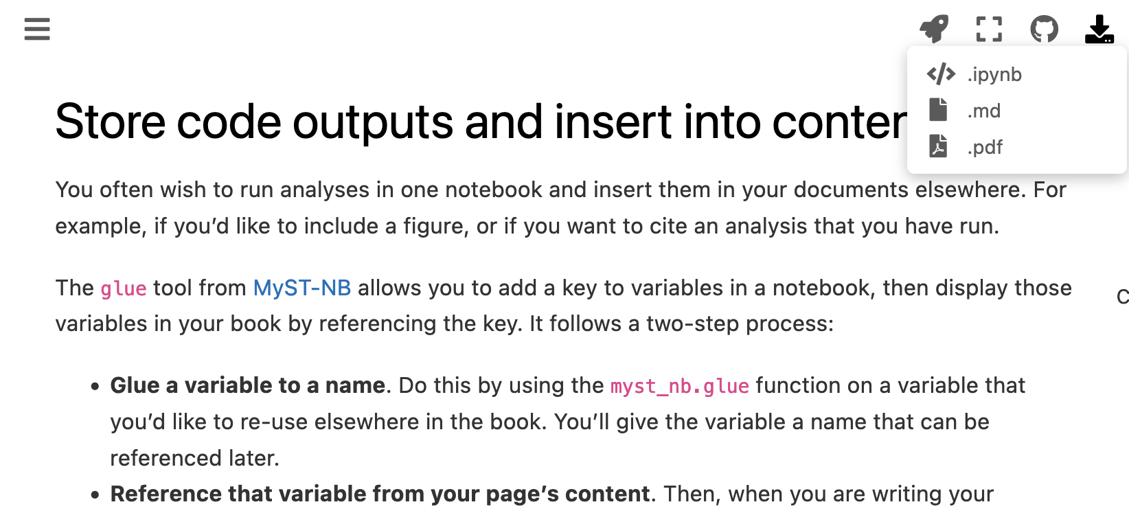 As I user, I would like to download a jupyter notebook from tutorials and / or how-to guides to ...