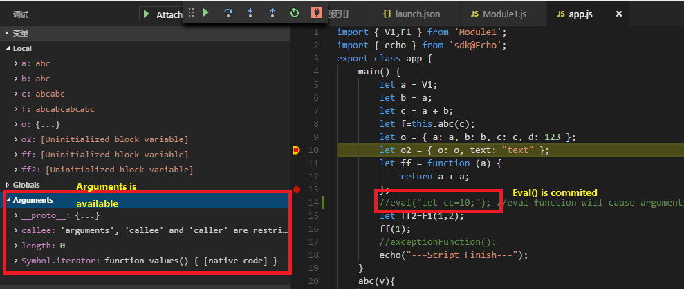 Eval Function Will Cause Arguments Property Missing In Jsdiaggetstackproperties Result