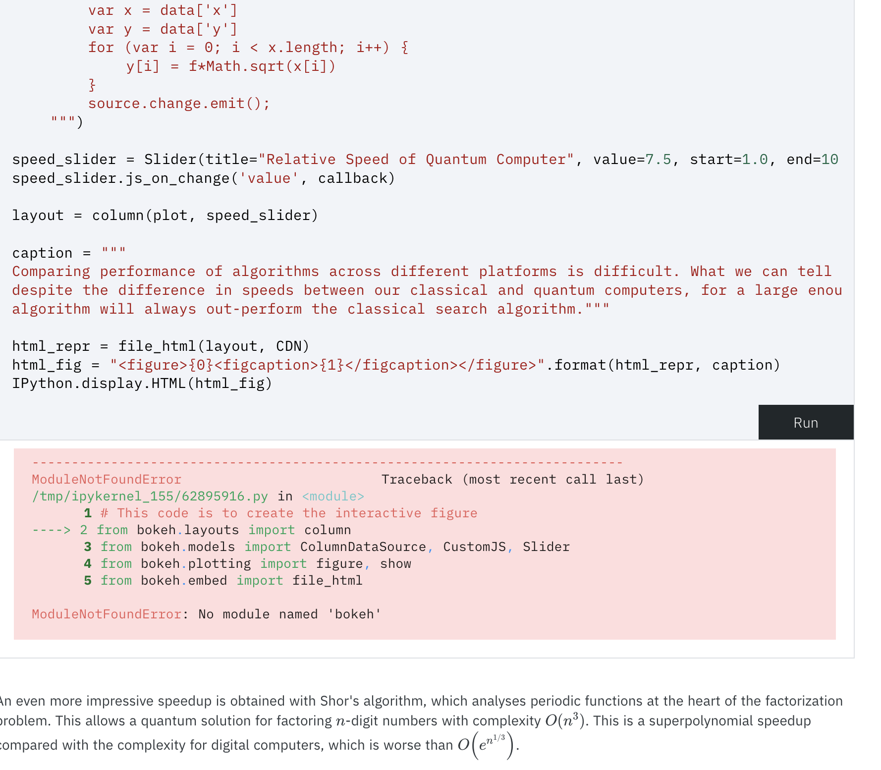 Error on code cell on The Case for Quantum · Issue #386 · Qiskit/platypus · GitHub