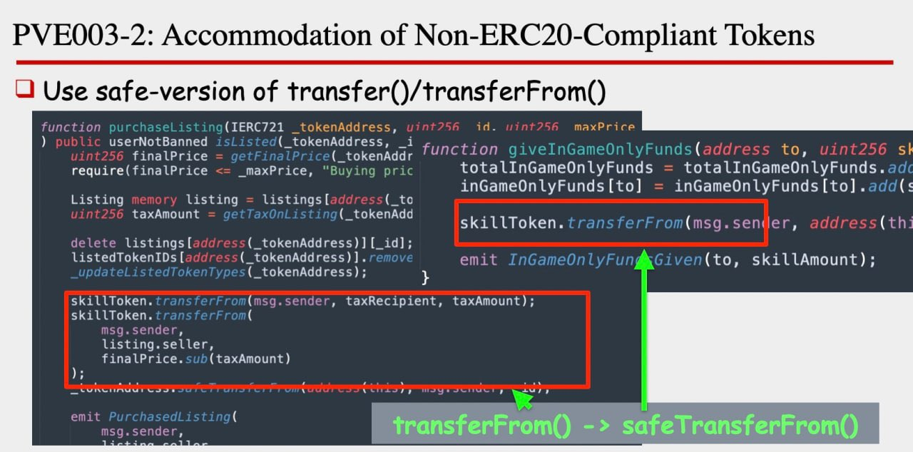 PVE003: Accomodation of non-erc20-compliant tokens · Issue #372 ...