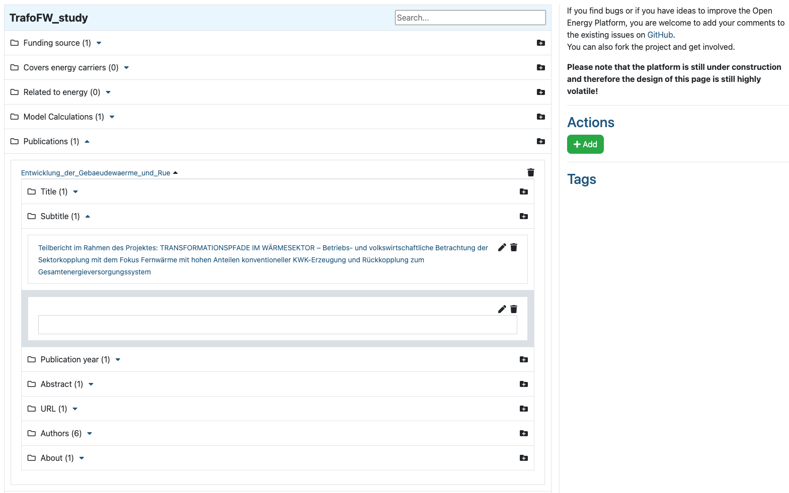 Study factsheets (alpha) redesign. · Issue #899 · OpenEnergyPlatform/oeplatform · GitHub