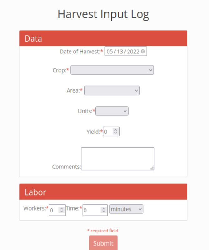 Add Harvest Input Log to the Field Kit · Issue #417 · DickinsonCollege ...