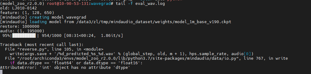 [LJSpeech1.1-wavegrad] [Ascend] [GRAPH] [PYNATIVE] Wavegrad failed to eval · Issue #103 ...
