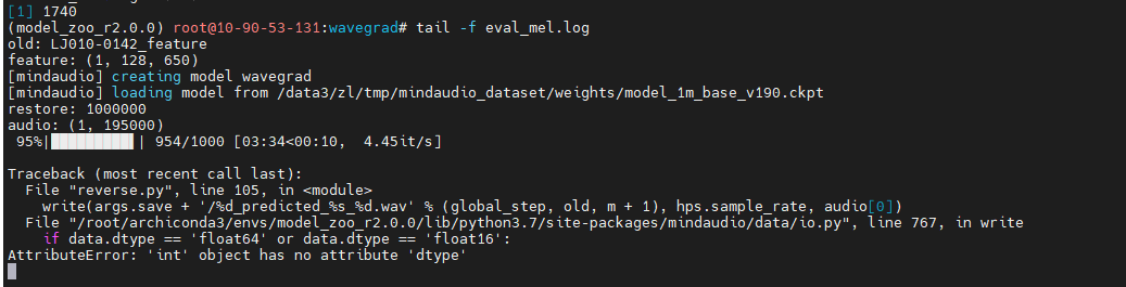 [LJSpeech1.1-wavegrad] [Ascend] [GRAPH] [PYNATIVE] Wavegrad failed to eval · Issue #103 ...