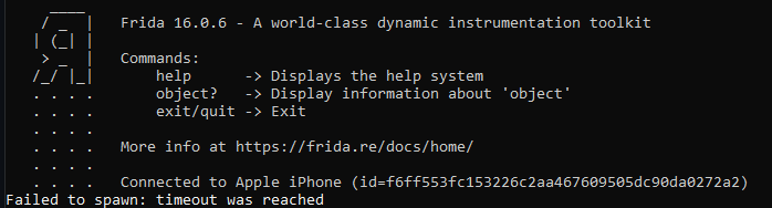 Failed to spawn timeout was reached · Issue #980 · frida/frida · GitHub