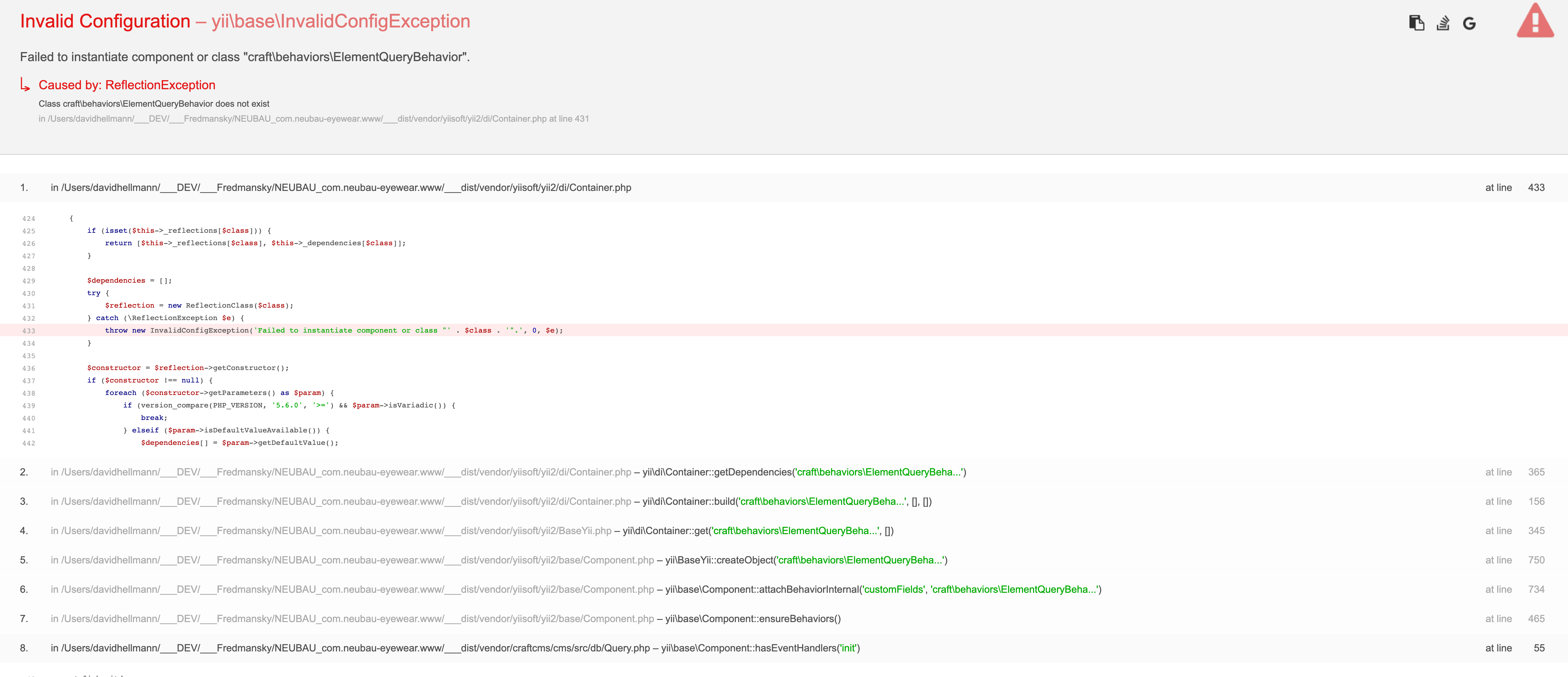 Invalid Configuration – yii\base\InvalidConfigException error after Saving Matrix Field · Issue ...