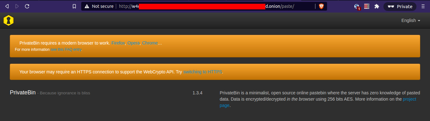httpwarning on Tor hidden service · Issue #747 · PrivateBin/PrivateBin · GitHub
