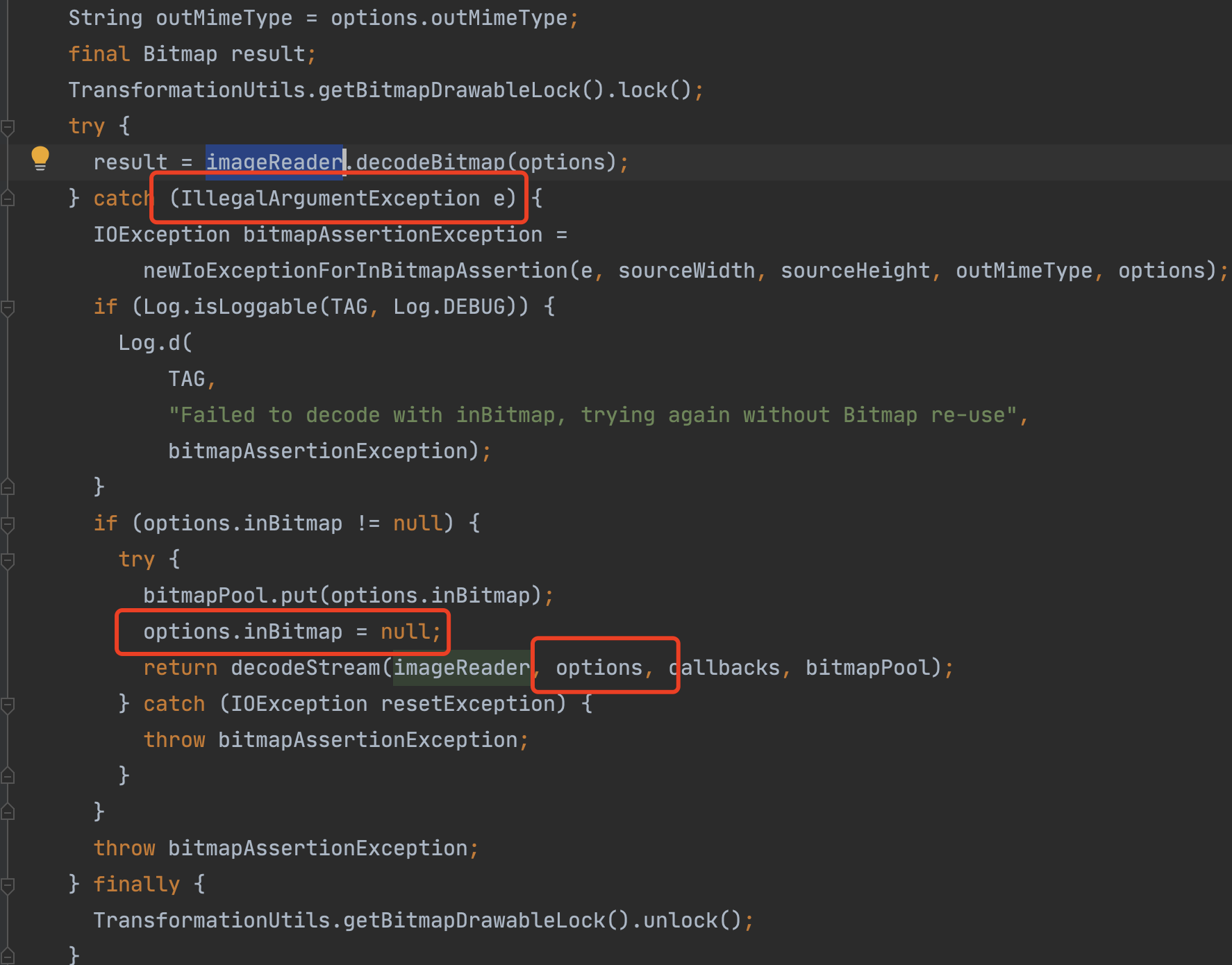 Parameter options is discarded when IllegalArgumentException is occured ...