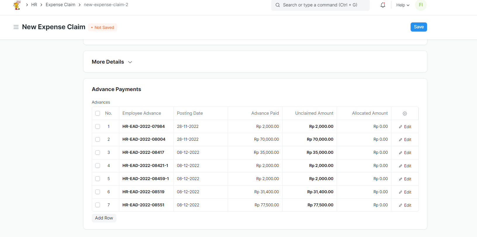 Creating a new Expense Claim from Vehicle Log does not fetch Employee Advances automatically ...