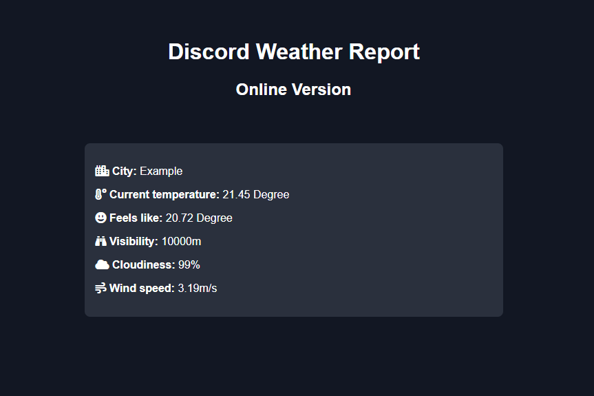 GitHub - AAWA-byt/discord-weather-report: A Node JS application that sends a weather report to a ...