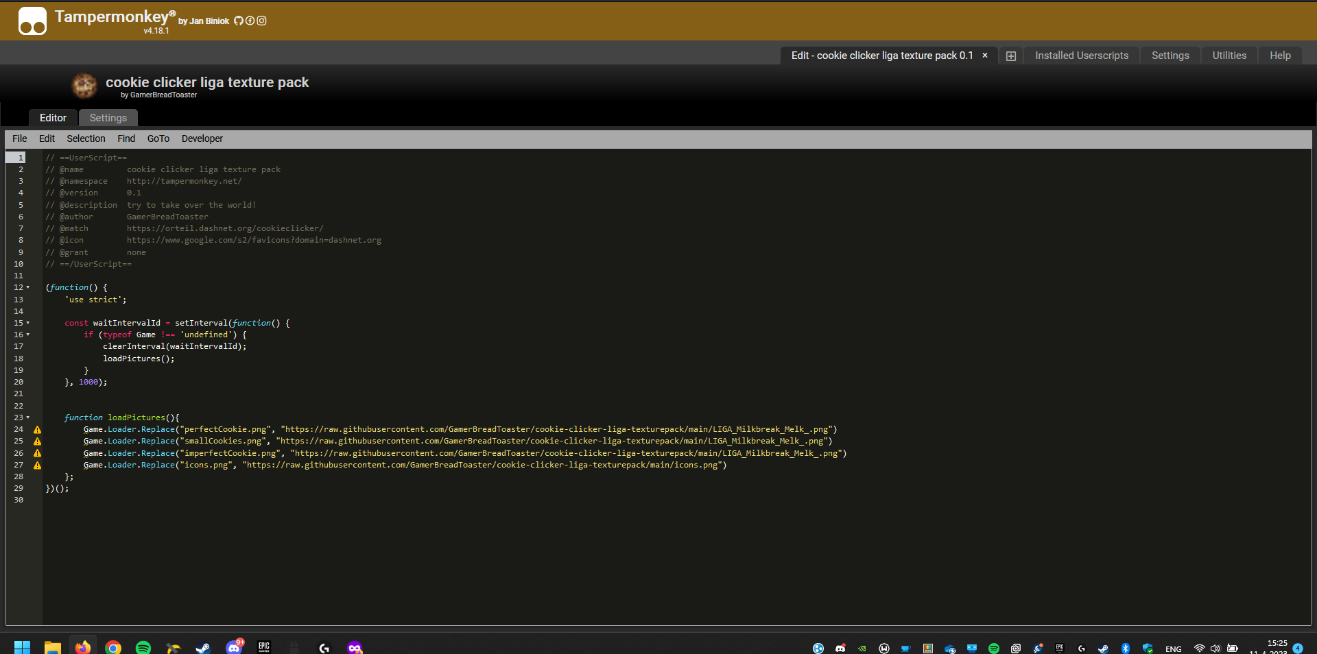 GitHub - GamerBreadToaster/cookie-clicker-liga-texturepack: a tempermonkey script
