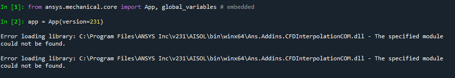 Cannot launch embedded instance · Issue #202 · ansys/pymechanical · GitHub