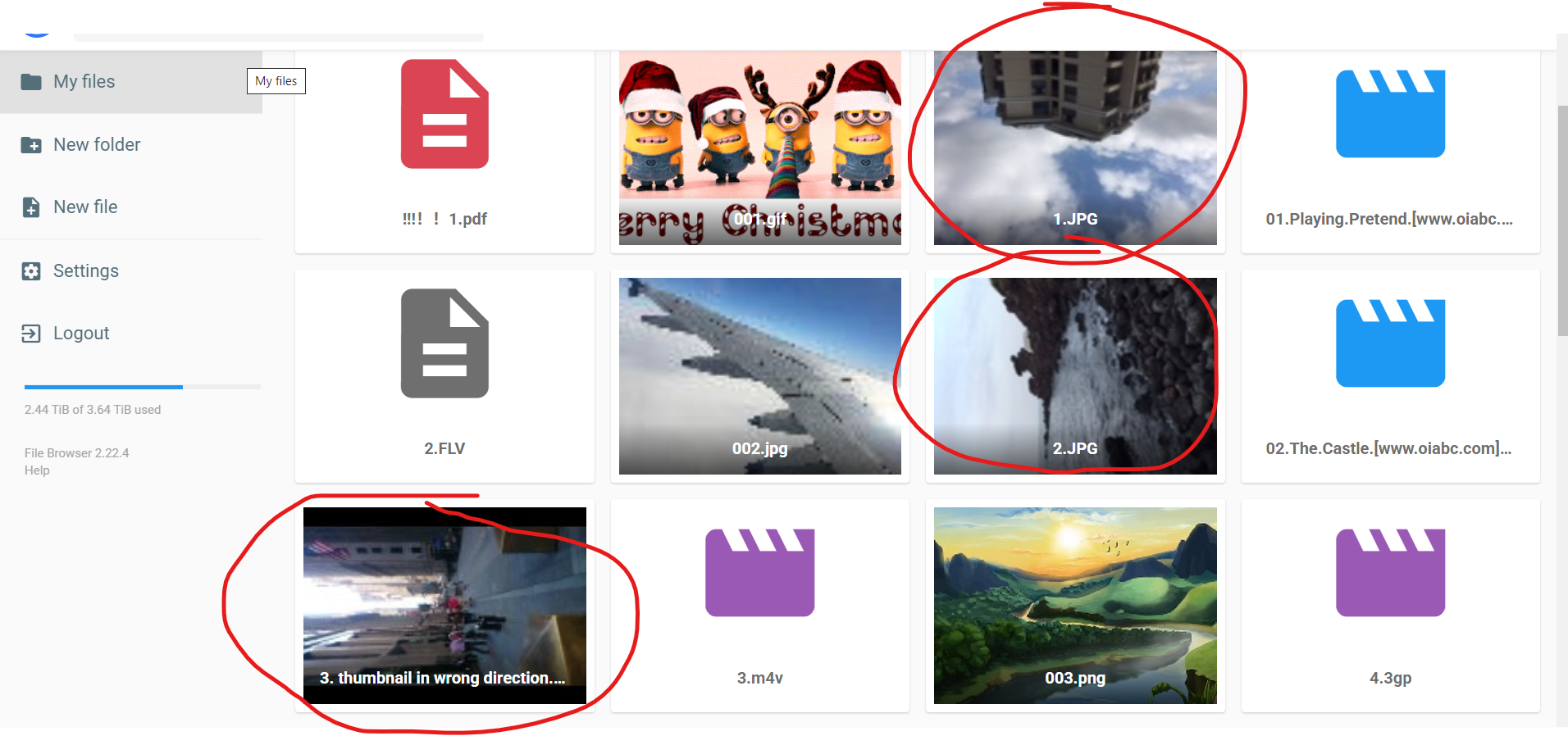 Some thumbnails are in wrong direction. · Issue #2137 · filebrowser/filebrowser · GitHub