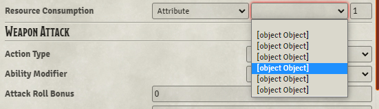 v2.0.0-alpha3 Resource Consumption Attribute displays [Object object] · Issue #1741 · foundryvtt ...
