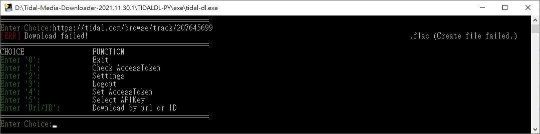 [ERR] Download failed! (Create file failed.) · Issue #174 · yaronzz/Tidal-Media-Downloader-PRO ...