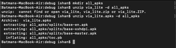 bundletool "install-apks" prints "The APKs have been extracted..." without the app running on ...