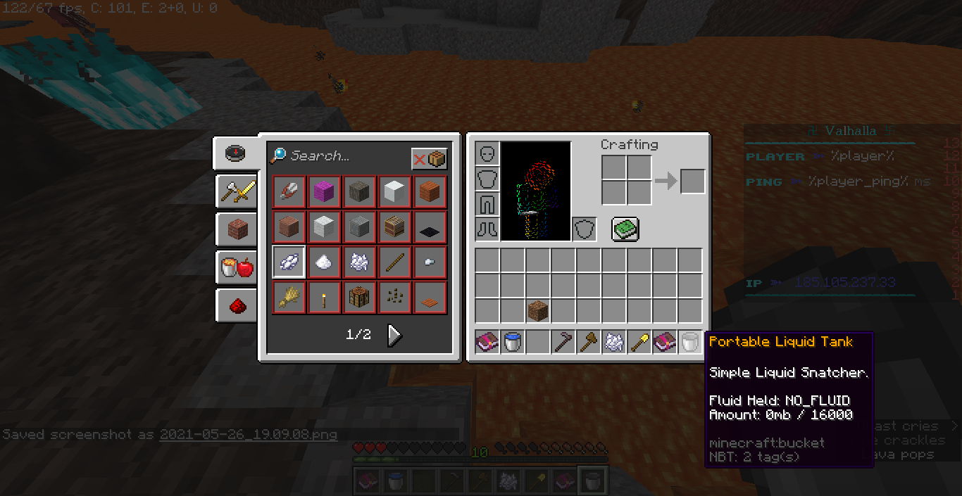 The Portable Liquid Tank causes a client side desync and require a relog to actually see the ...