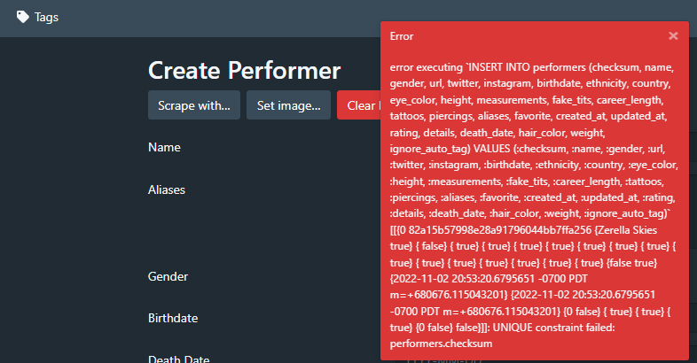 [Bug] Better error feedback when a duplicate Performer or Studio is accidentally added · Issue ...
