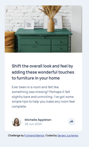 GitHub - srjuchenko/article-preview-component-master: My solution for the Frontend Mentor challenge