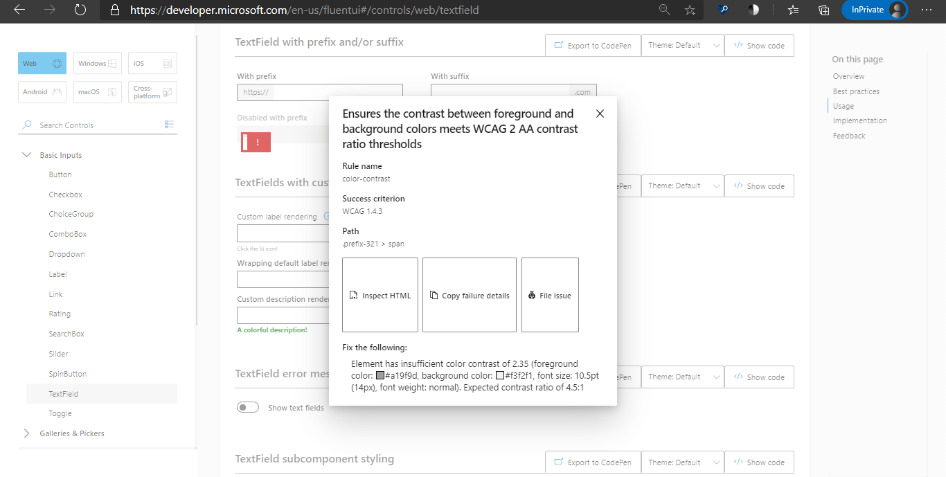 TextField disabled with suffix giving failed instances of color ...