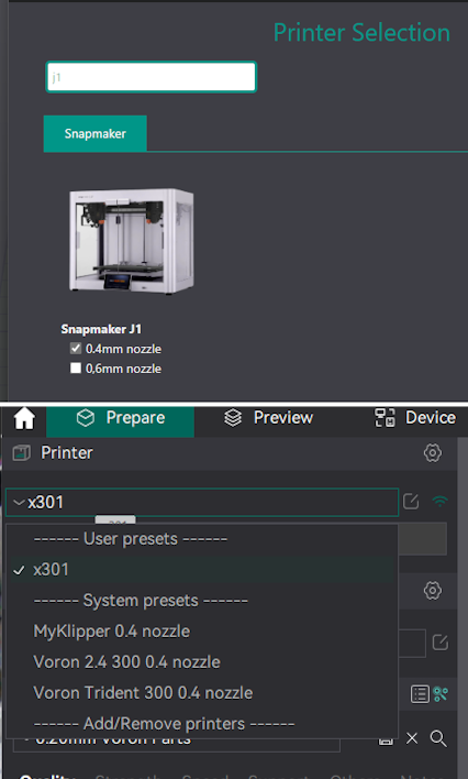 Snapmaker J1 no longer shows up in the list of printers though I previously configured it with ...