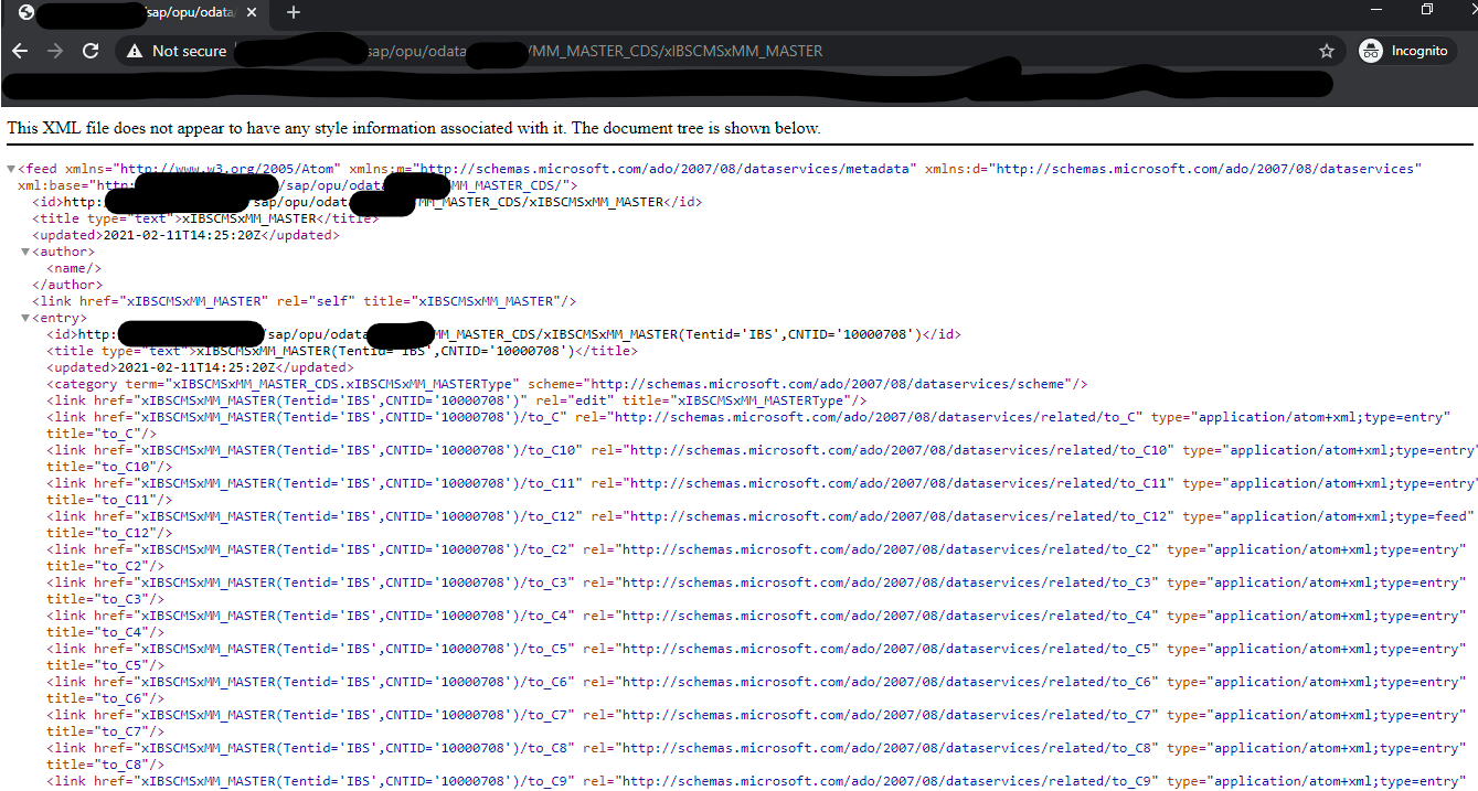 Response Body display is truncated for one entity but shown for another entity of the same OData ...