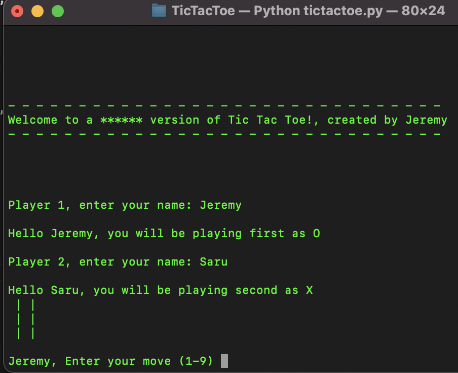 GitHub - jeremy-was/TicTacToe: TicTacToe (first project) (text based)