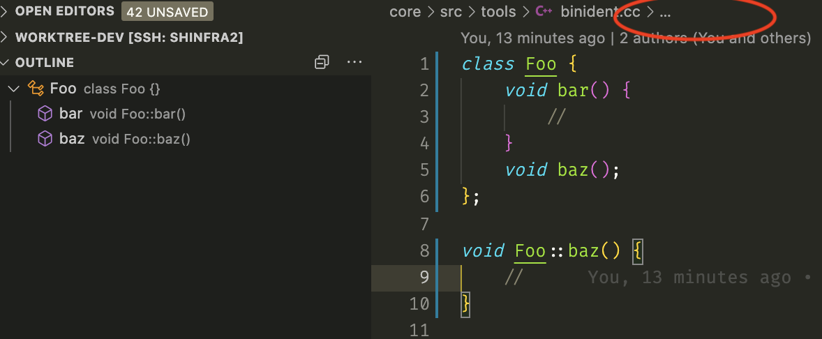 symbol hierarchy for out-of-class member definitions aren't processed correctly by vscode ...
