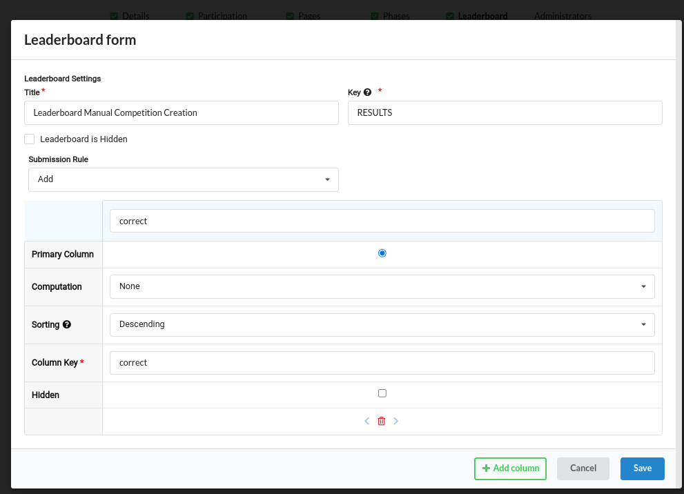 Manual Competition Creation Issue: Leaderboard not saved · Issue #733 · codalab/codabench · GitHub