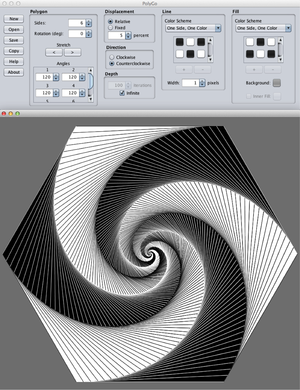 GitHub - yigalagam/PolyGo: Create beautiful patterns of nested polygons