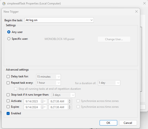 "Load on system startup" doesn't work as expected with non privileged (not an admin) user ...