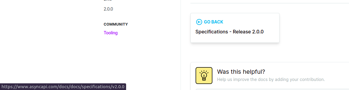 Wrong href of spec 2.0.0 in some pages of docs · Issue #751 · asyncapi/website · GitHub
