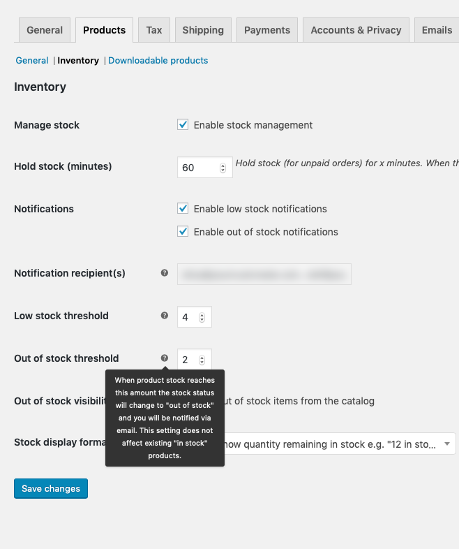 Make "Out of Stock Threshold" filterable or customisable per product ...