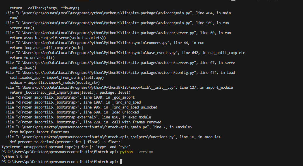 [type error] · Issue #304 · Clueless-Community/fintech-api · GitHub