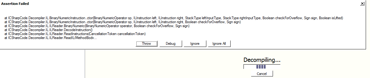 Assertion Failed dialog on decompilation · Issue #1150 · icsharpcode/ILSpy · GitHub