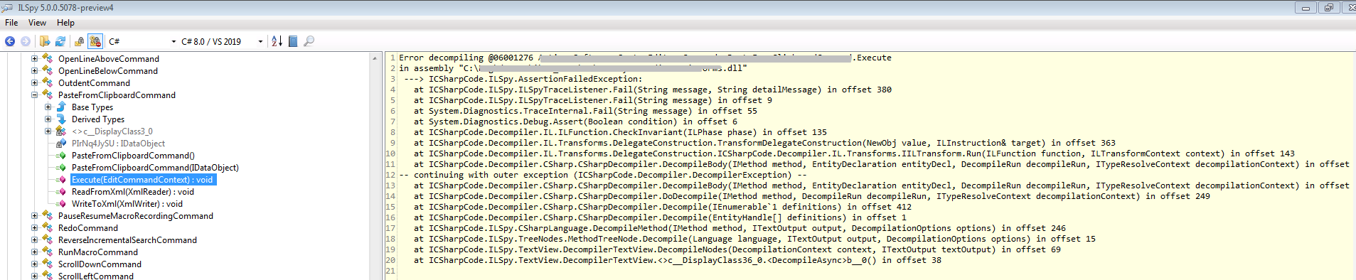 assert at ICSharpCode.Decompiler.IL.Transforms.DelegateConstruction ...