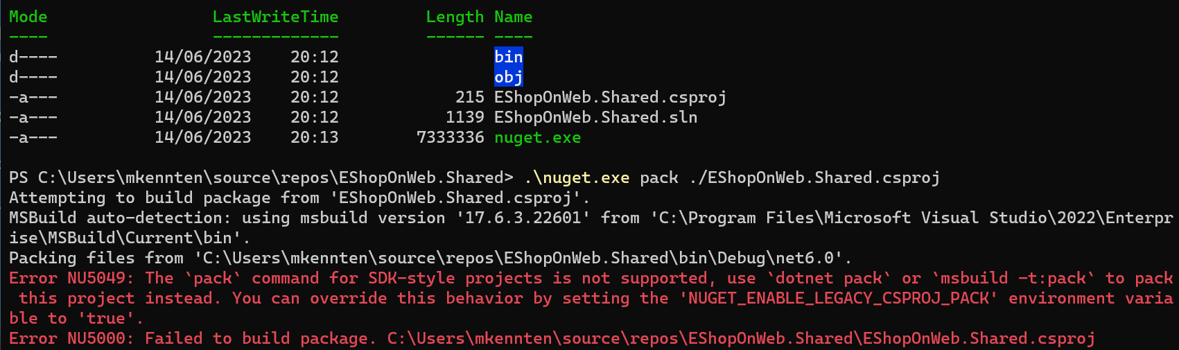 M08-Package Management with Azure Artifacts: Creation of Nuget package fails · Issue #449 ...