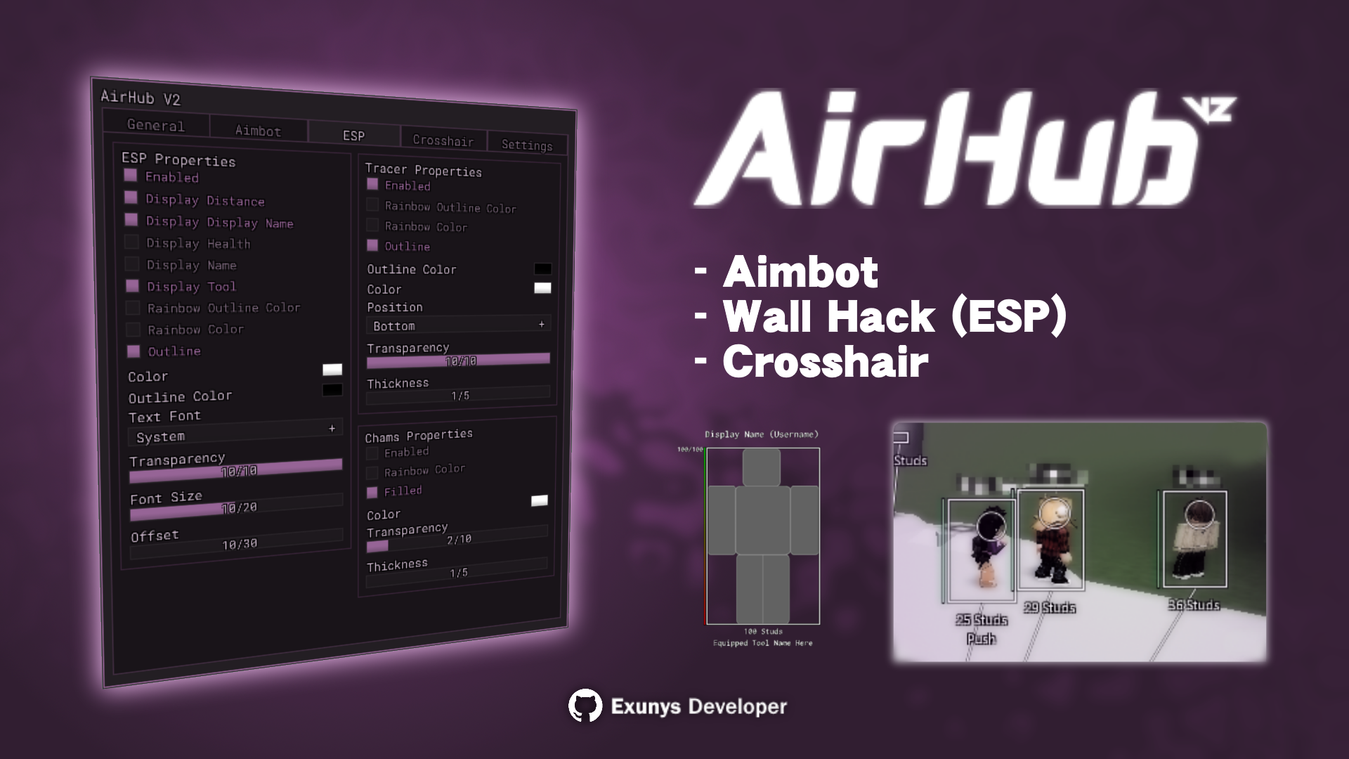GitHub - Exunys/AirHub-V2: ROBLOX Universal Aimbot, Wall Hack (ESP) & Crosshair GUI (ADVANCED ...